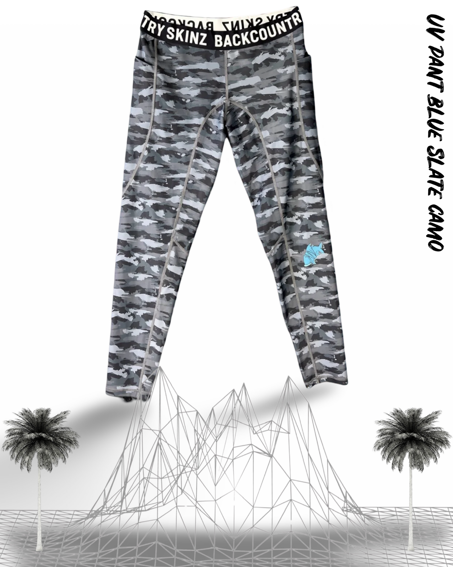 Mens - Blue Slate Camo UV Polyester Compression Pant – backcountryskinz